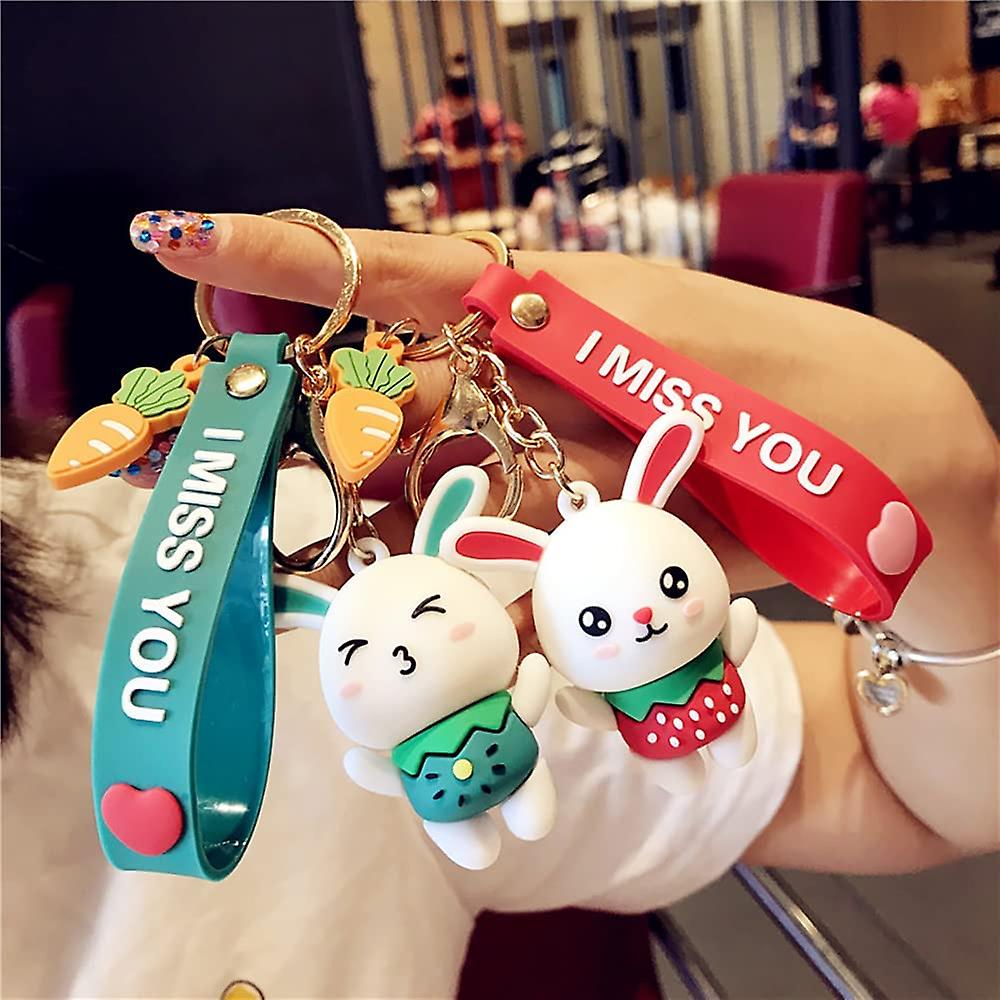 Men Women Boys Girls Epoxy Cute Pvc Cartoon Rabbit Keychain Creative ...