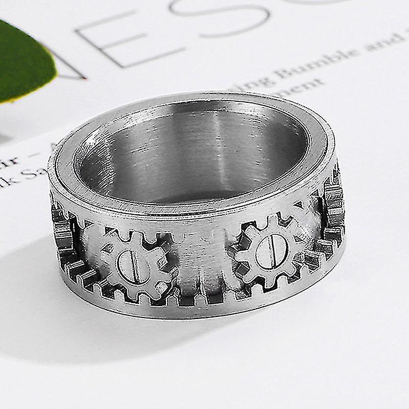 Rotating Gear Ring Stainless Steel Machinery Wind Designer Decompression Ring | Fruugo UK