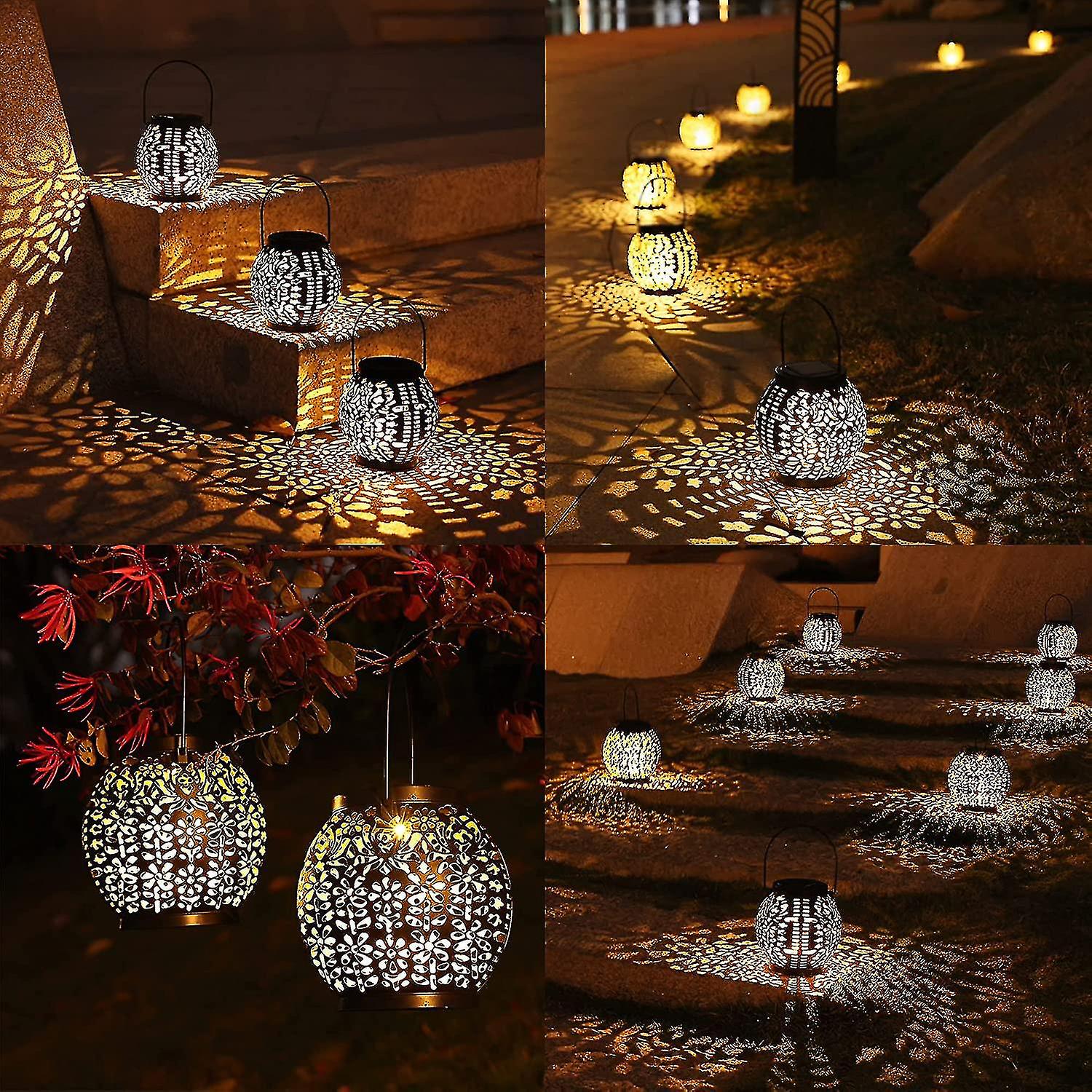 Outdoor Solar Lantern, 2 Pack Balcony Solar Lamp Outdoor Garden Lantern ...