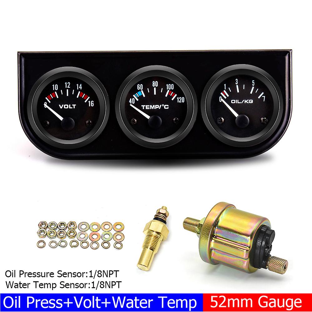 3in1 Car Meter Oil Pressure Gauge Volt Water Temperature Gauge With ...