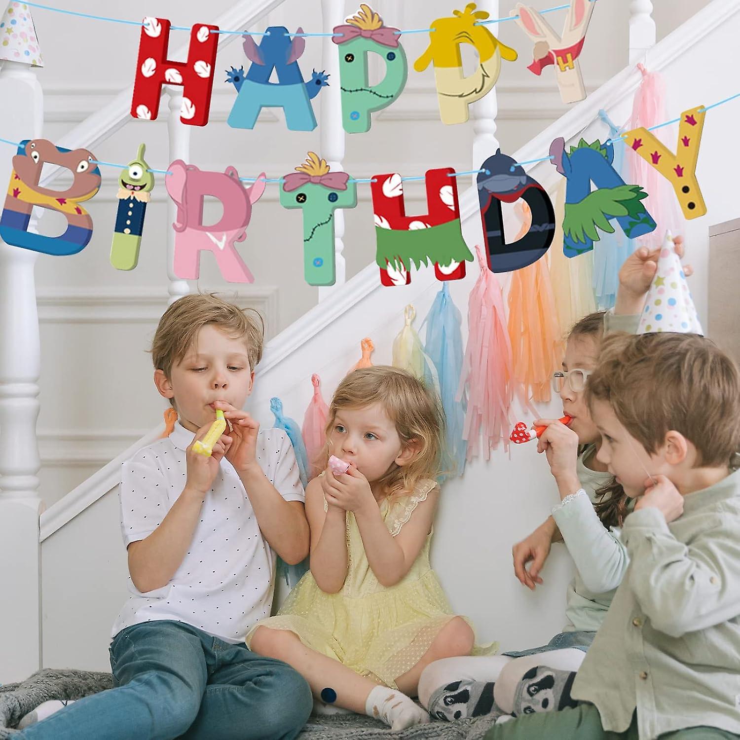 Love Blue Alien Birthday Banner Happy Birthday Banner Kawaii Cartoon ...