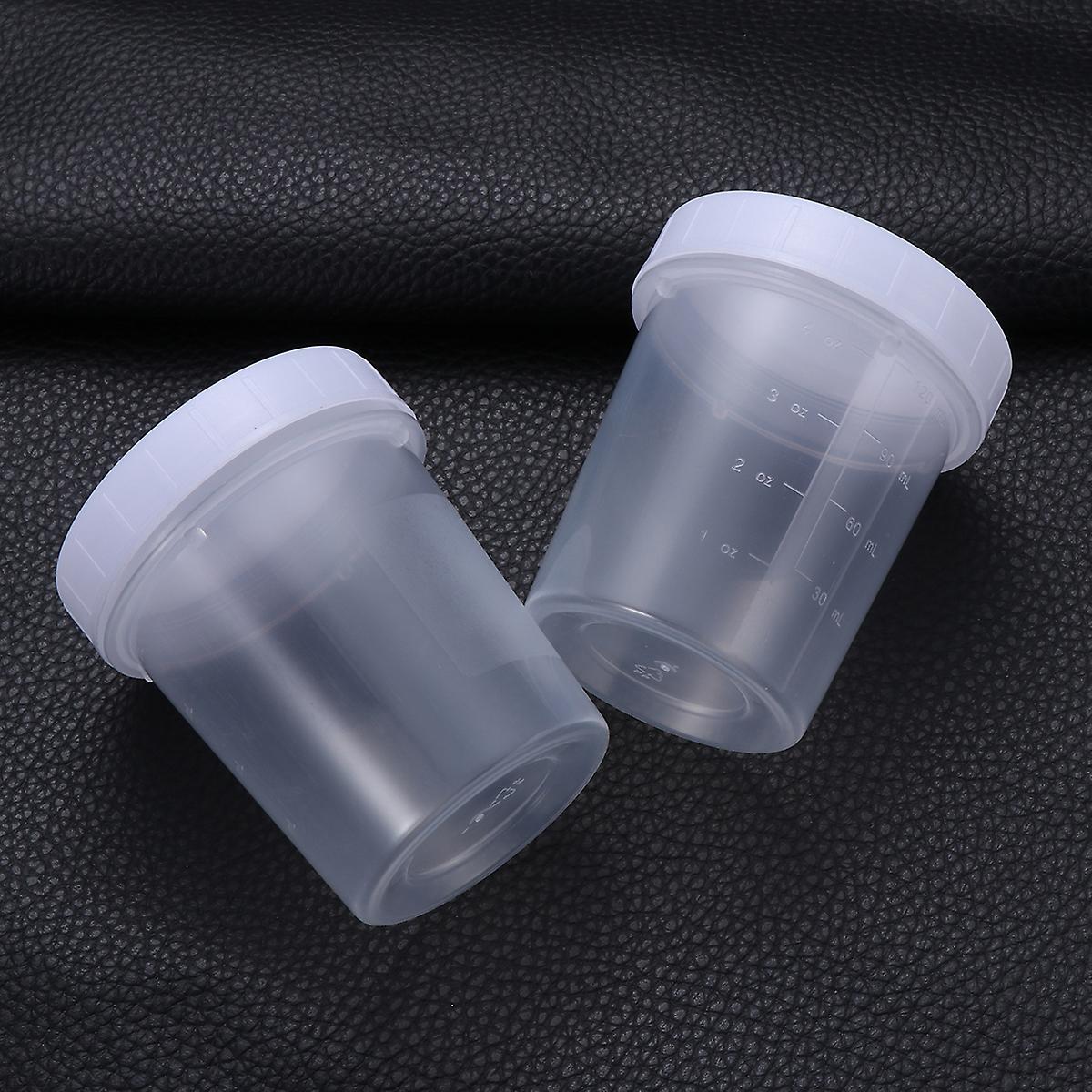 2Pcs 120ML Practical Plastic Specimen Cup with Scale Urine Container ...