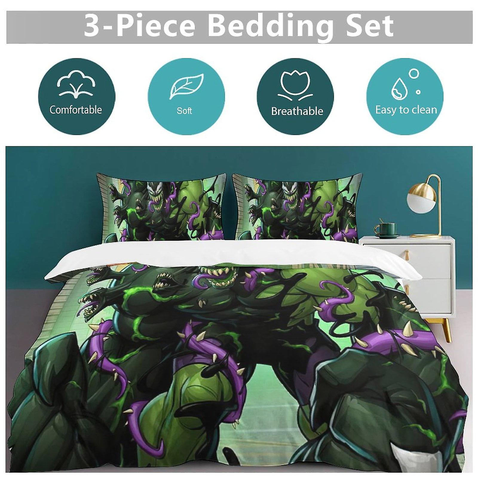 Venom Green Hulk Bedding Sets Cute Bed Cover Anime Cartoon 3D Printed ...
