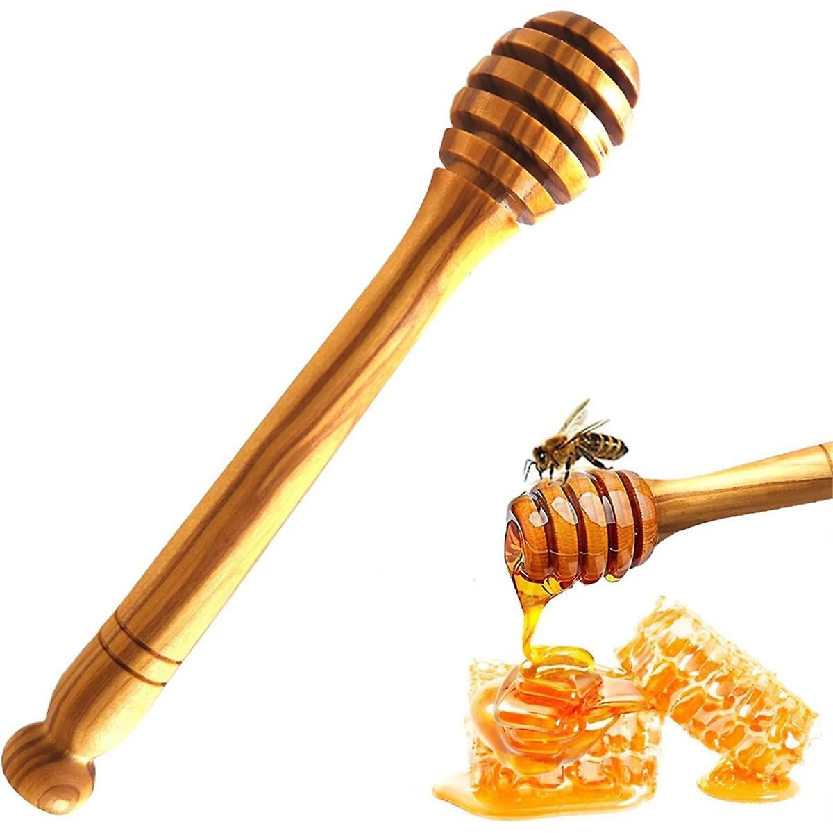 Olive Wood Honey Dipper Stick-Wooden Honey Dipper,8.85Inch Wooden Honeycomb Sticks for Honey Jar ...