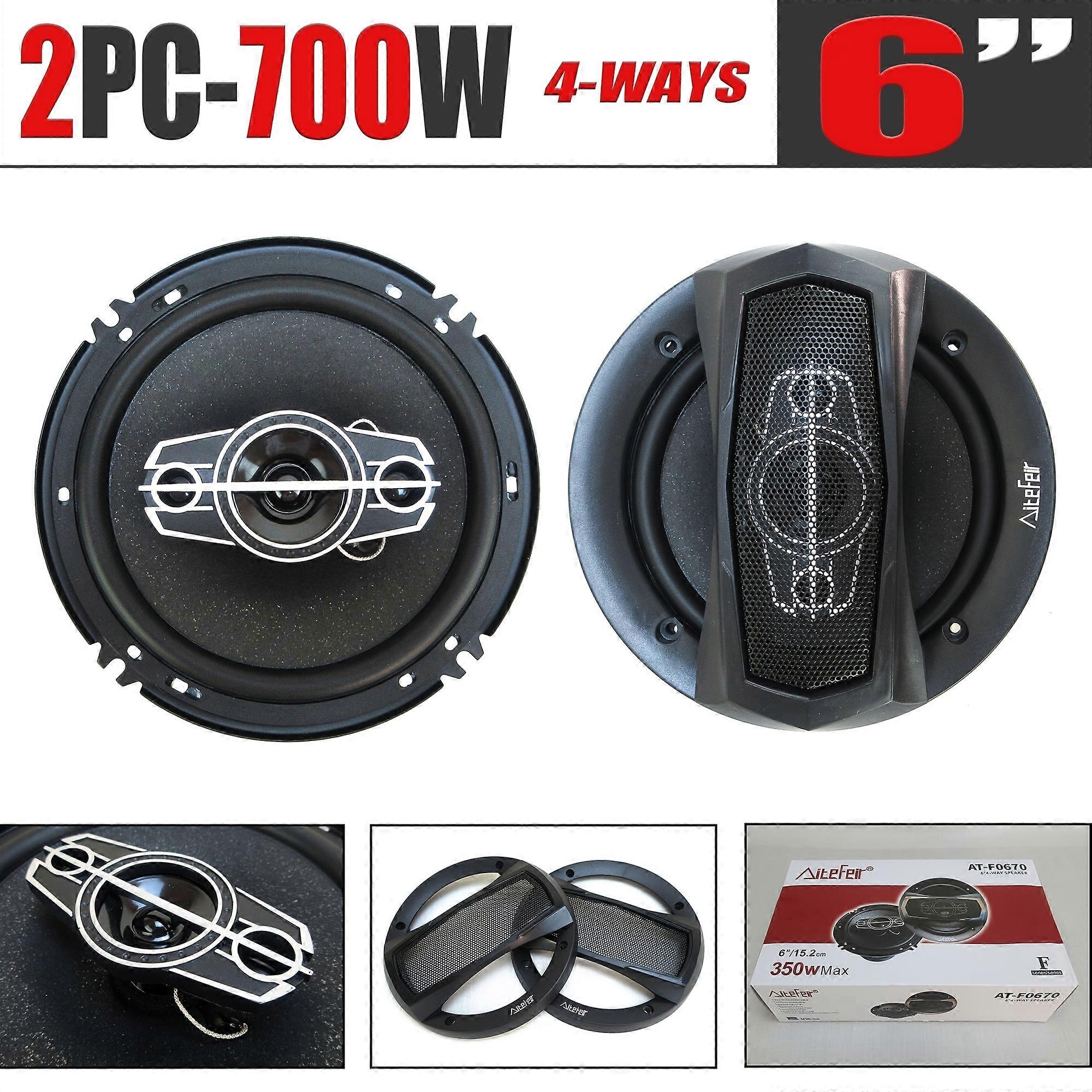 1-Pair 6Inch 700W 4-Way Car HiFi Coaxial Speaker With Dust Cover And ...