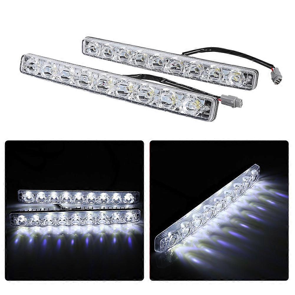2pcs White 9-LED Long Strip Daytime Running Light DRL Car Fog Day ...