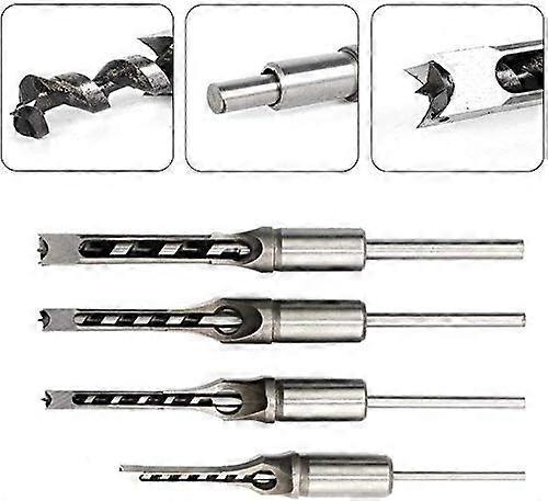2024 New 4-Pack Square Hole Mortise Hole Saw Drill Bit Set Diy ...