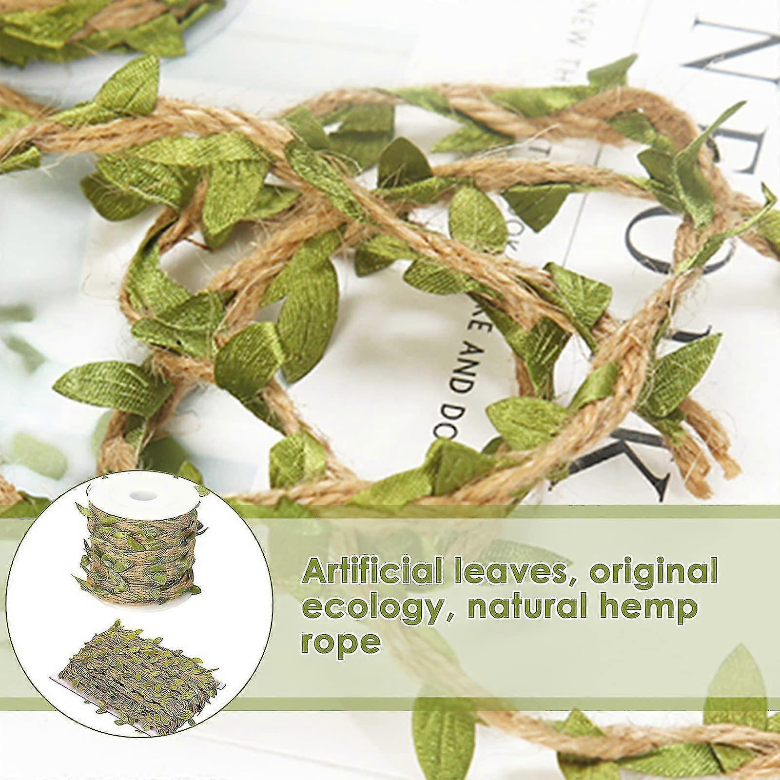 Jute Twine With Leaf, 10m Natural Jute Twine With Artificial Leaves ...