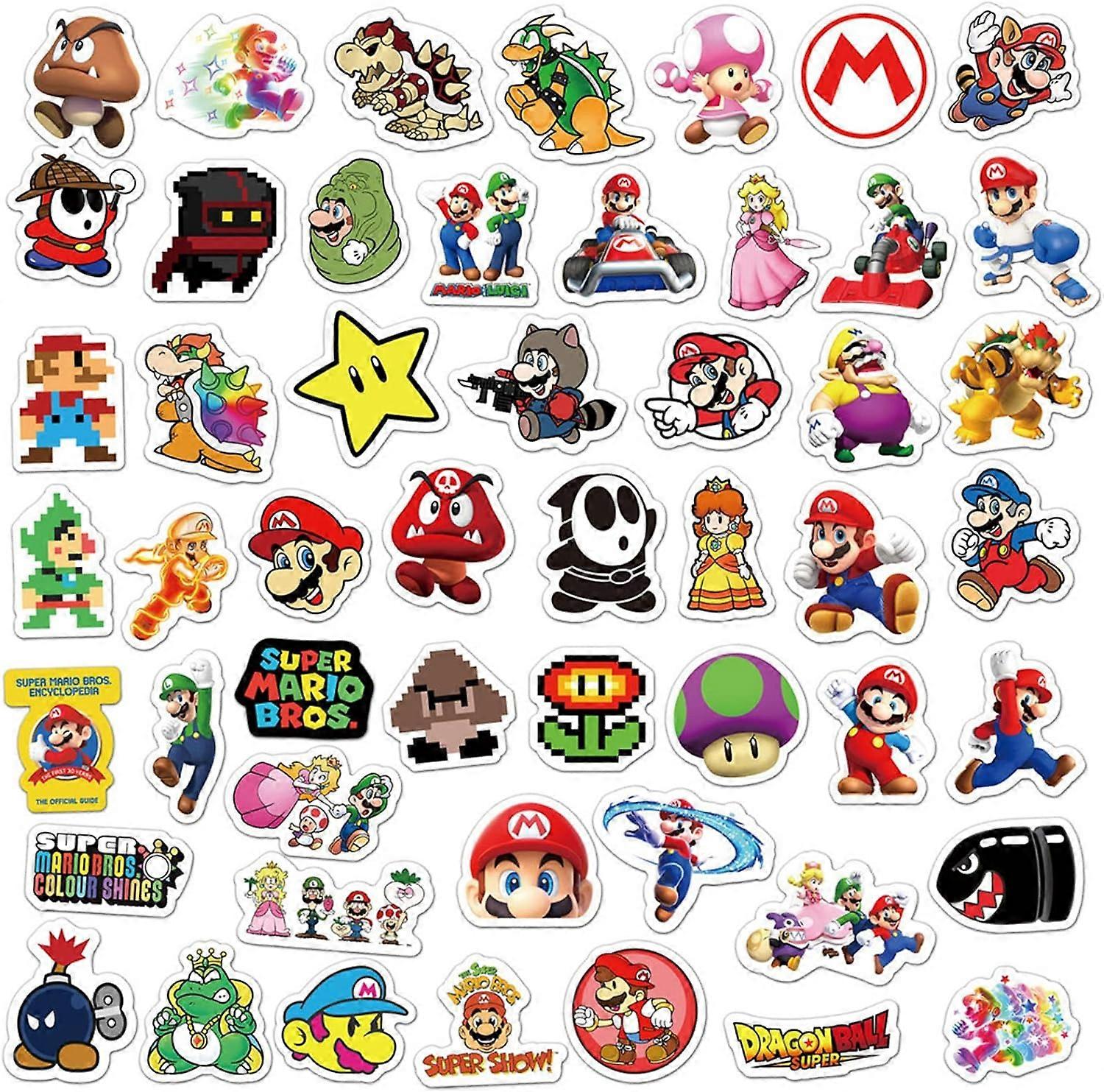 50pcs Super Mario Bros Stickers for Kids and Teens, Cool Cartoon Game ...
