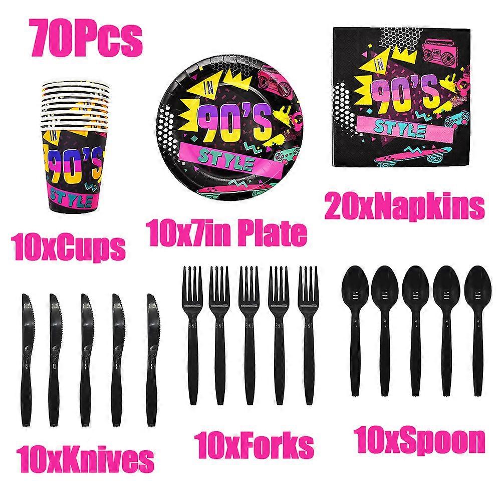 90s Party Tableware Set 1990s Birthday Hip Hop Party Table Decorations ...
