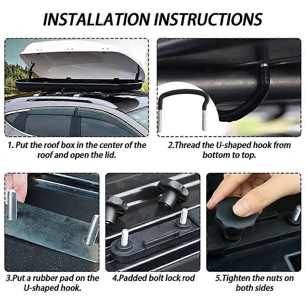 Universal Roof Box U-Bolts Clamps U Bracket 85mm Internal Width with ...