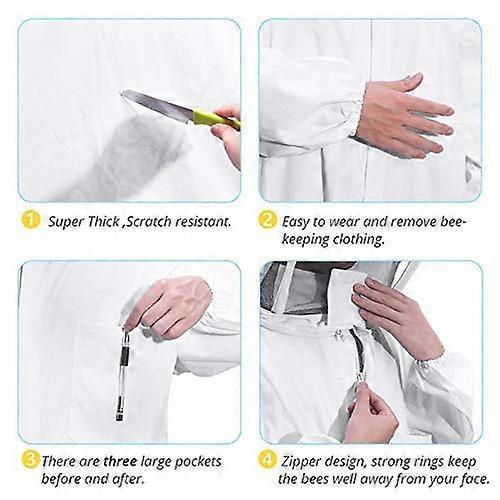 Full Body Beekeeping Suit Hooded Clothing with Veil Beekeeper ...