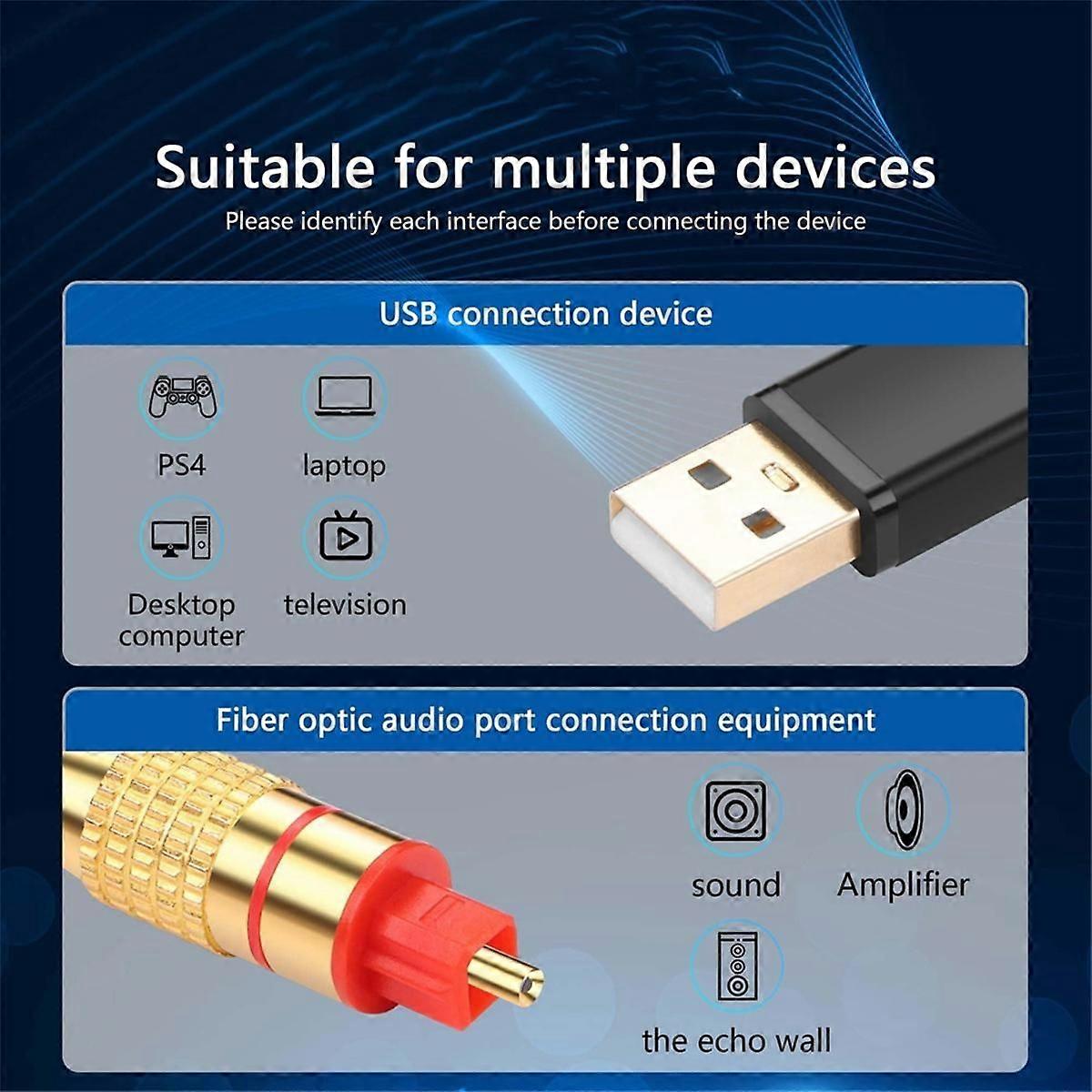 USB to Optical Audio Adapter USB A to Fiber Optic Audio SPDIF Port ...