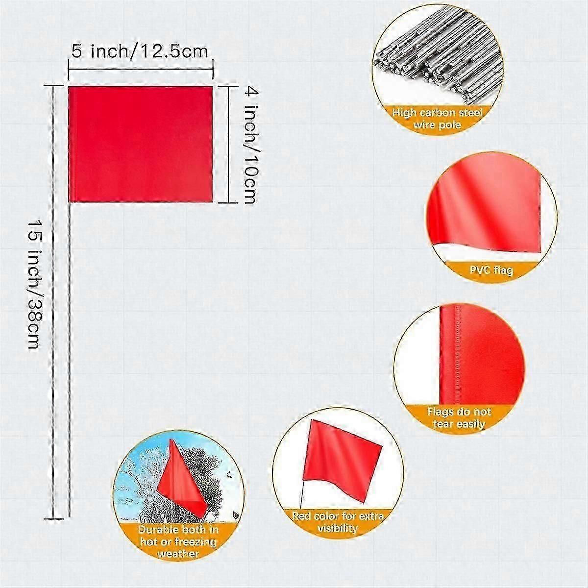 50Pack Marking Flags, Red Yard Flags 15x4x5Inch, Marker Flags, Lawn ...