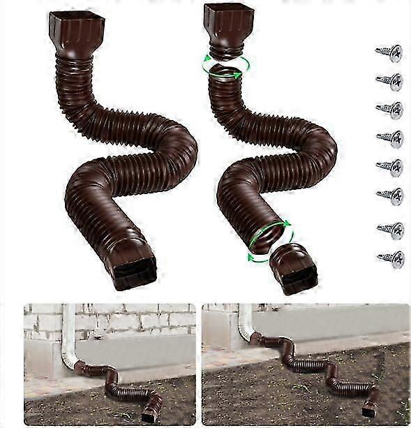 Aoresac Brown-2pack Rain Gutter Downspout Extensions Flexible/Drain ...