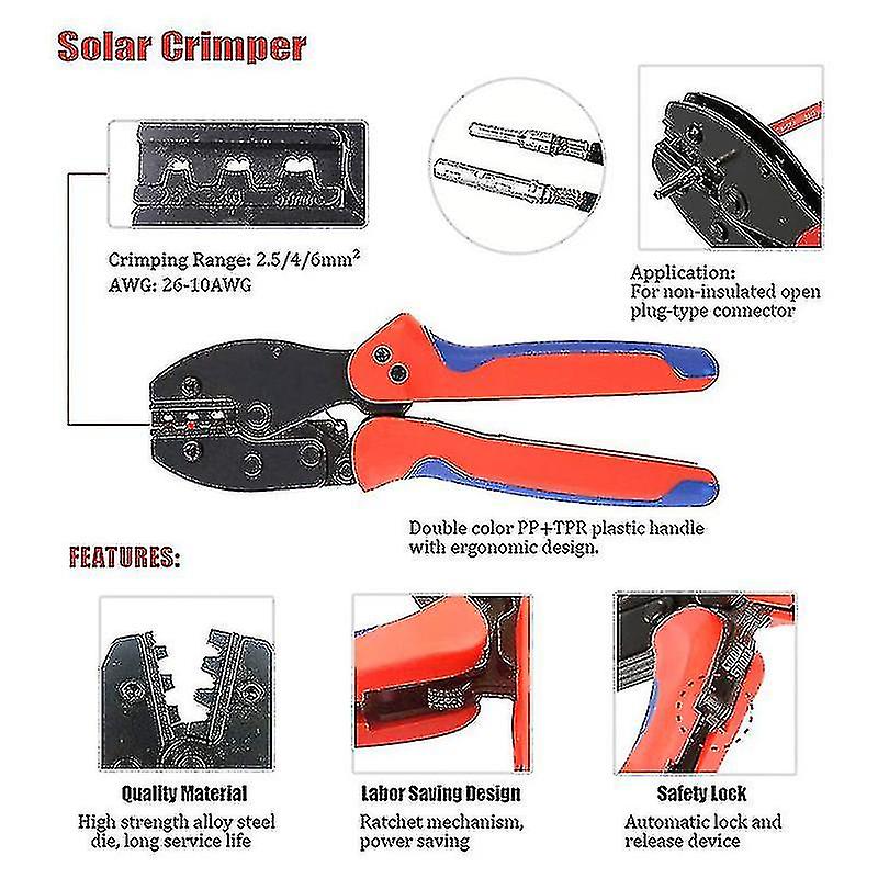 Solar Pv Crim Tools Set 2.5 4 6mm2 Ly-2546b Solar Panel Crim Tool Kit ...