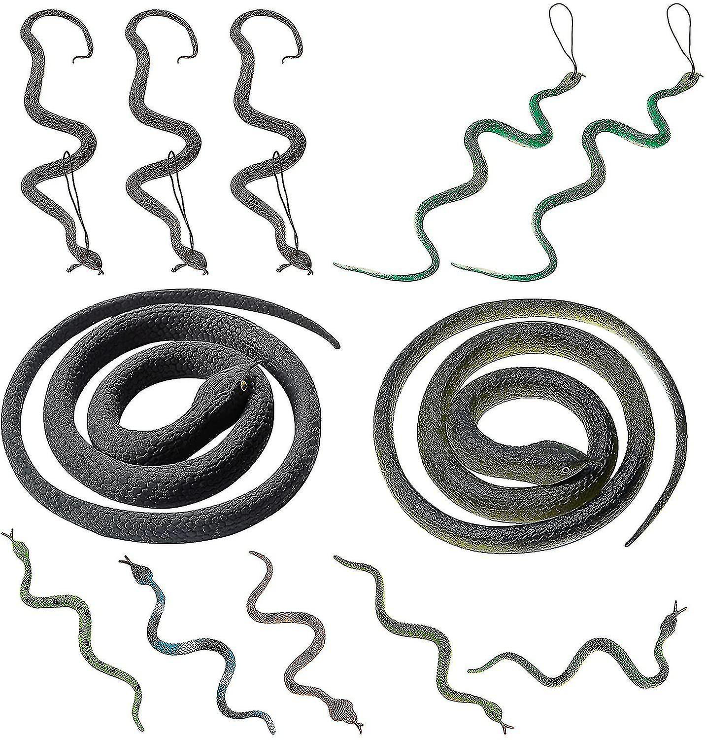 12 Pcs Realistic Rubber Snakes, Assorted Sizes Plastic Fake Snakes ...