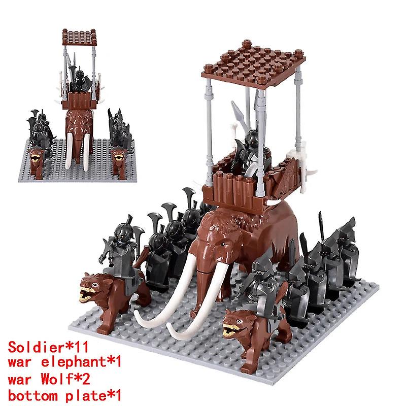 Moc Medieval Lotr Figures Orc Soldiers Raider Vargr Wolf Elephant Mount ...