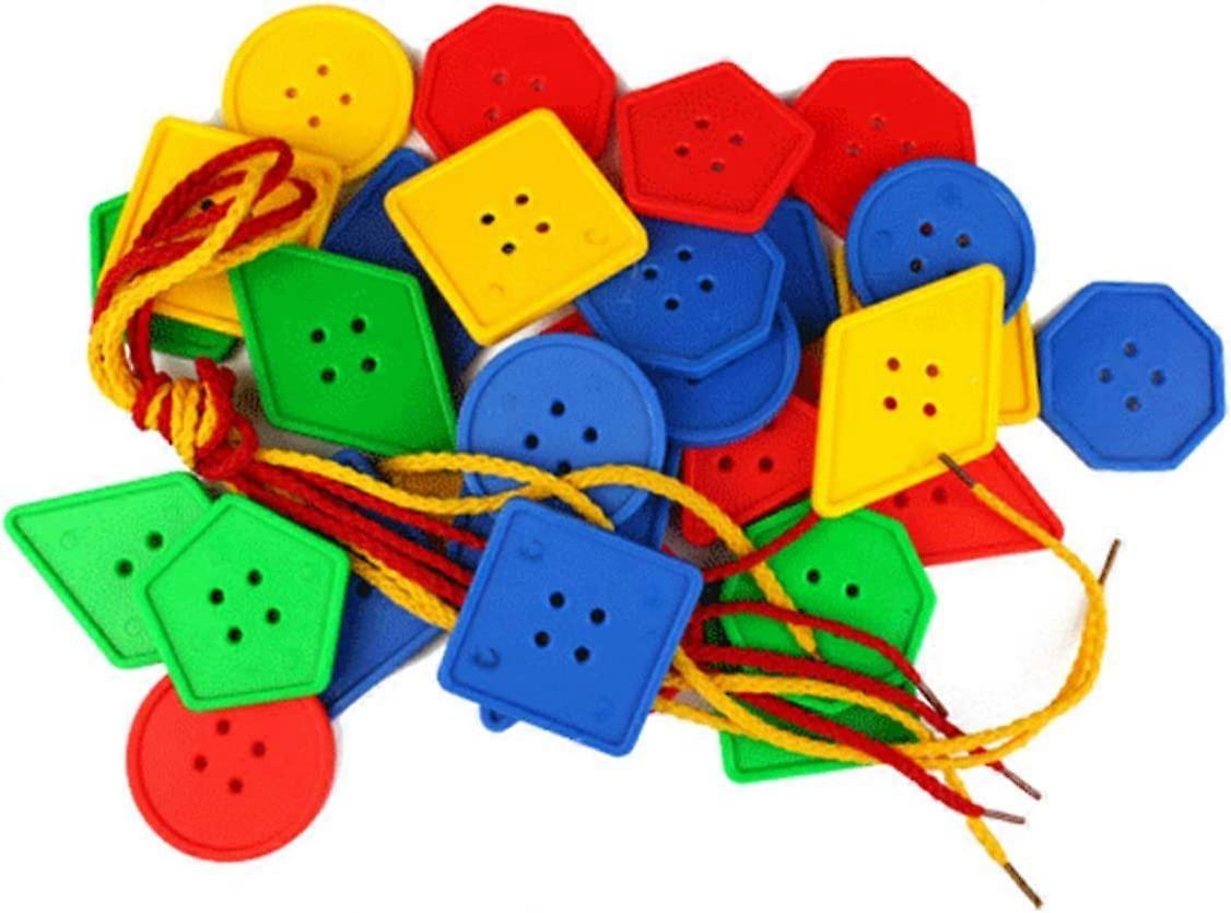 100 Pcs Button Puzzle Toy, Button Lacing Toy, Big Button Threading Toy ...