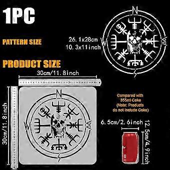 Viking Compass Painting Stencil 11.8x11.8 inch Skull Compass Stencil ...
