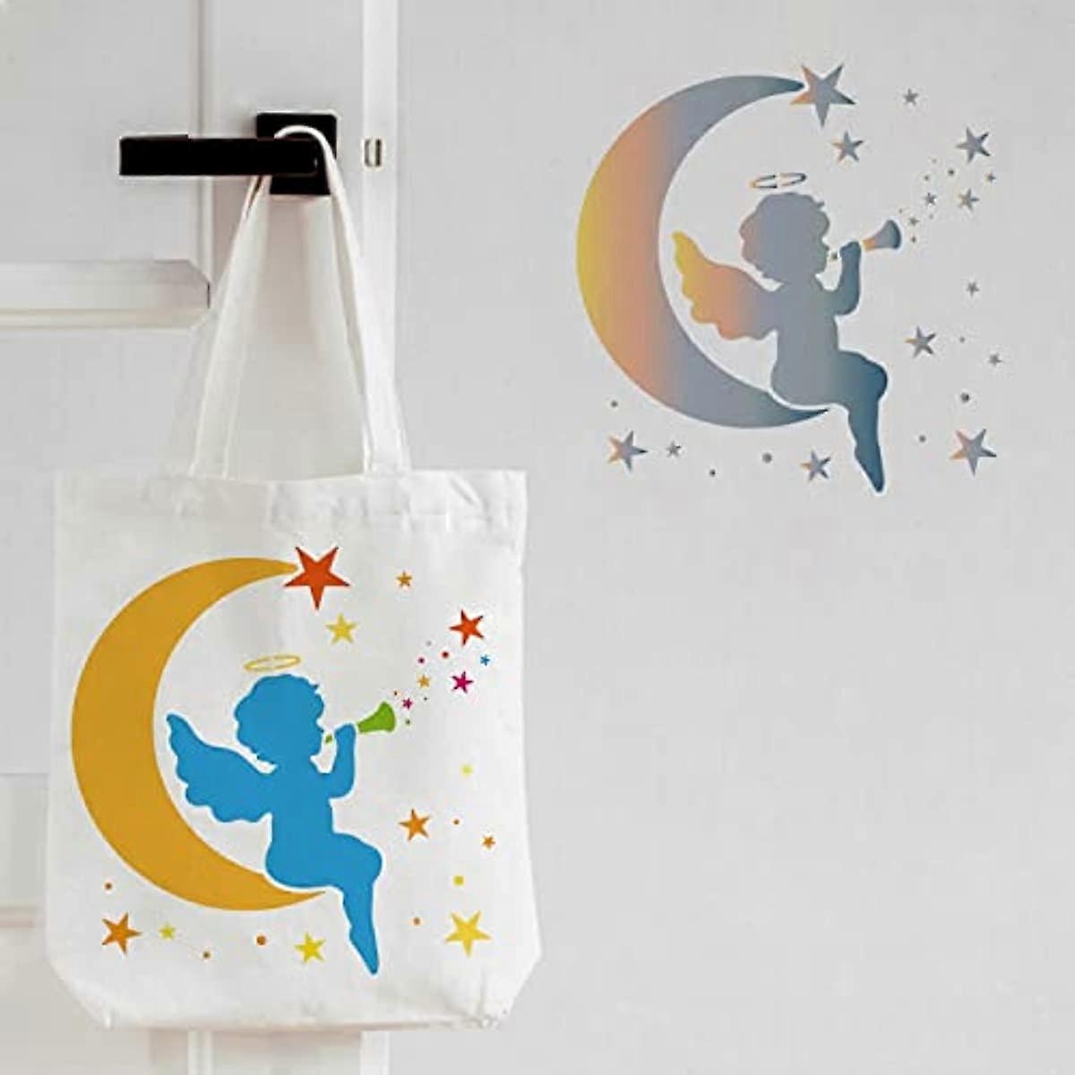 Angel Moon Stars Drawing Painting Stencils Templates Plastic Angel ...