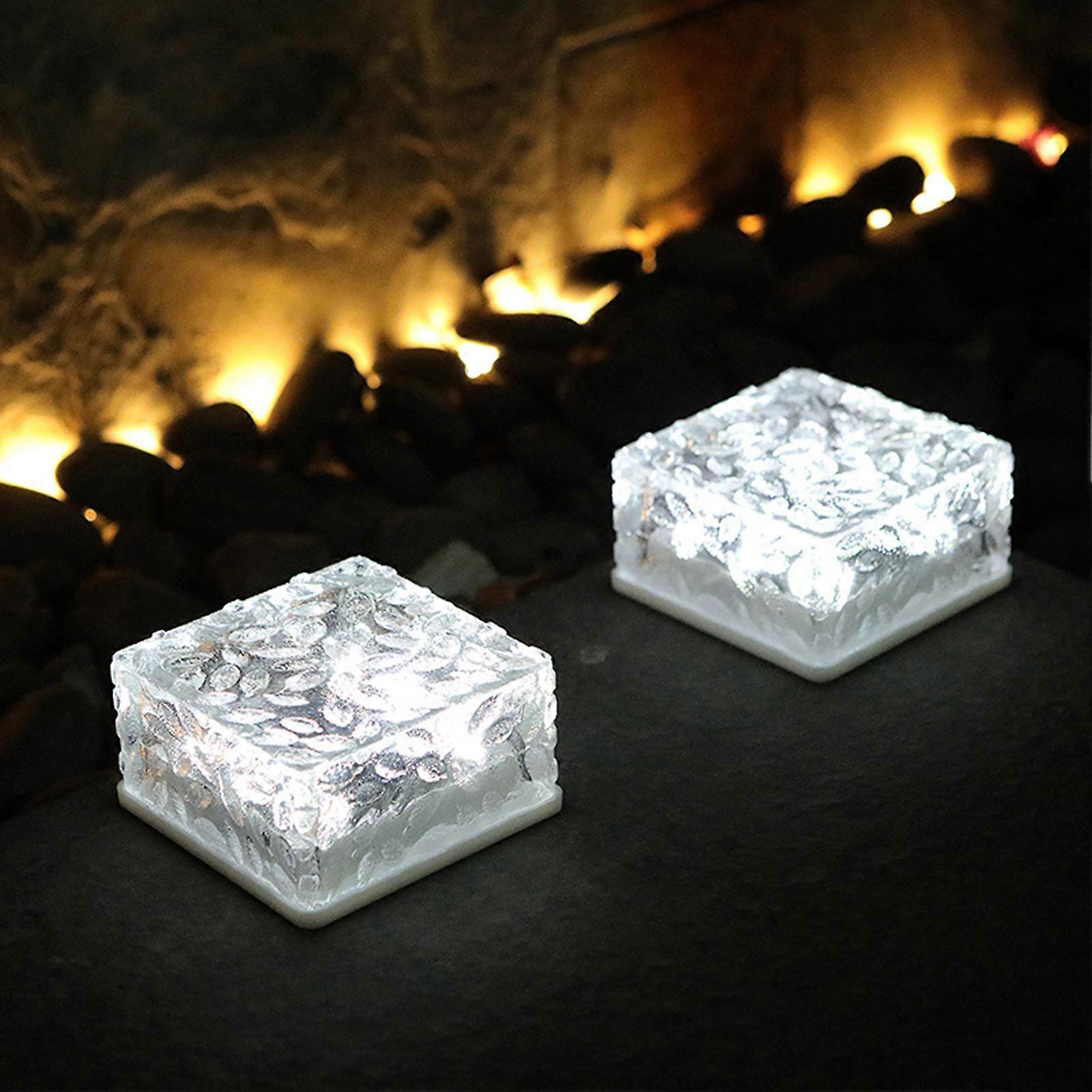 Glass Solar Brick with LED Lights Square Lined Texture Path & Garden ...