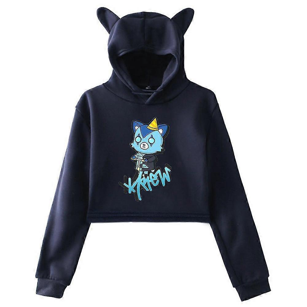 Itsfunneh Krew District Merch Pullover Cat Ear Hoodie Long Sleeve ...