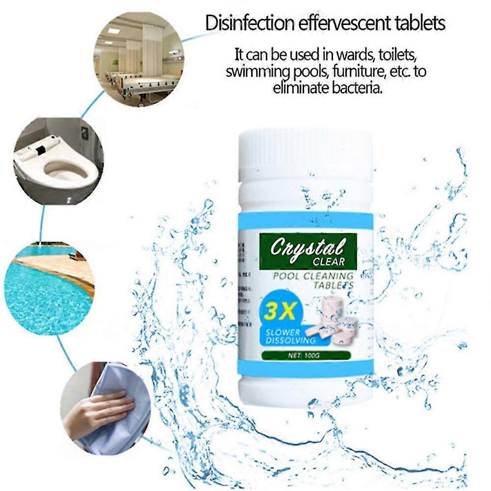 100pcs Tablets Disinfection Pills Swimming Pool Chlorine Tablets ...