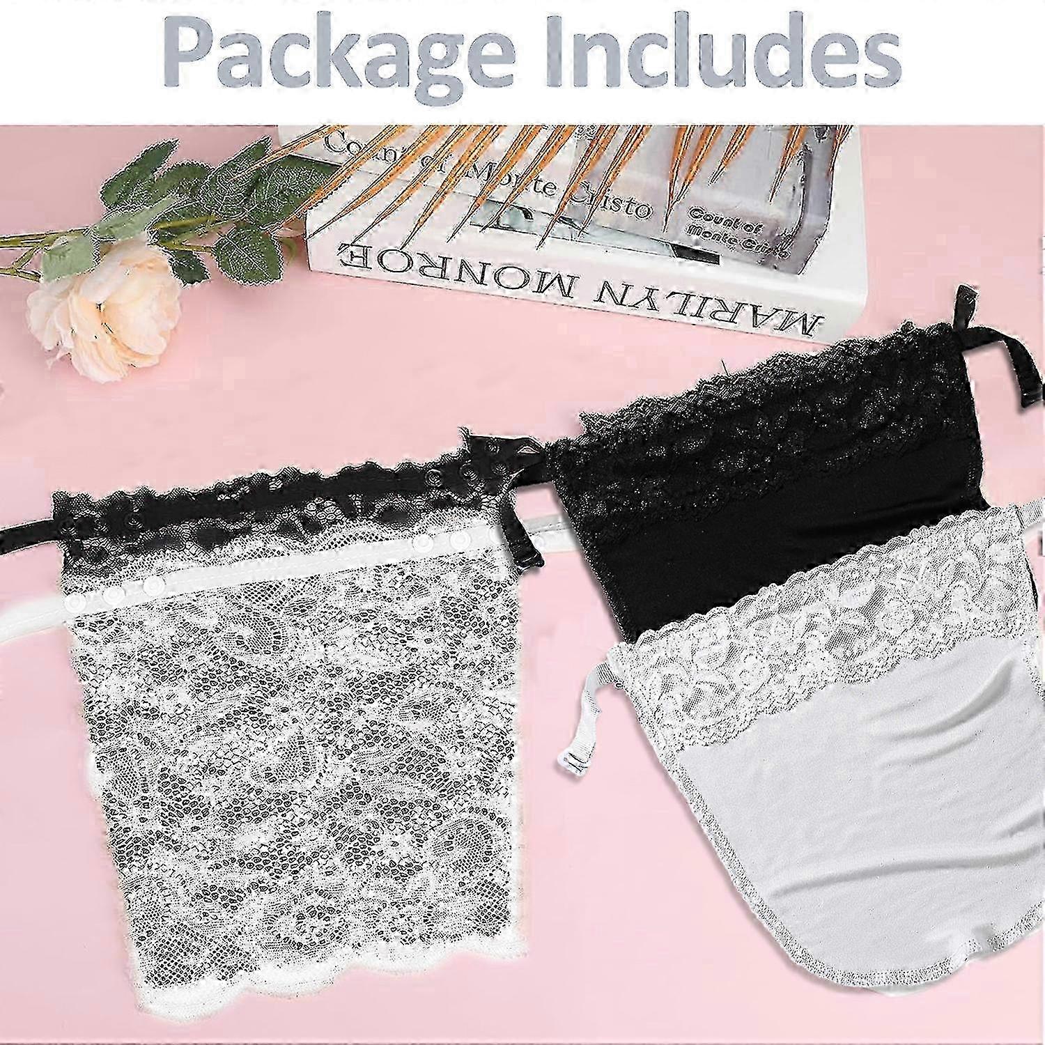 4 Pcs Lace Privacy Invisible Bra, Adjustable Lady Clip-on Mock Camisole Bra Lace Overlay Modesty ...