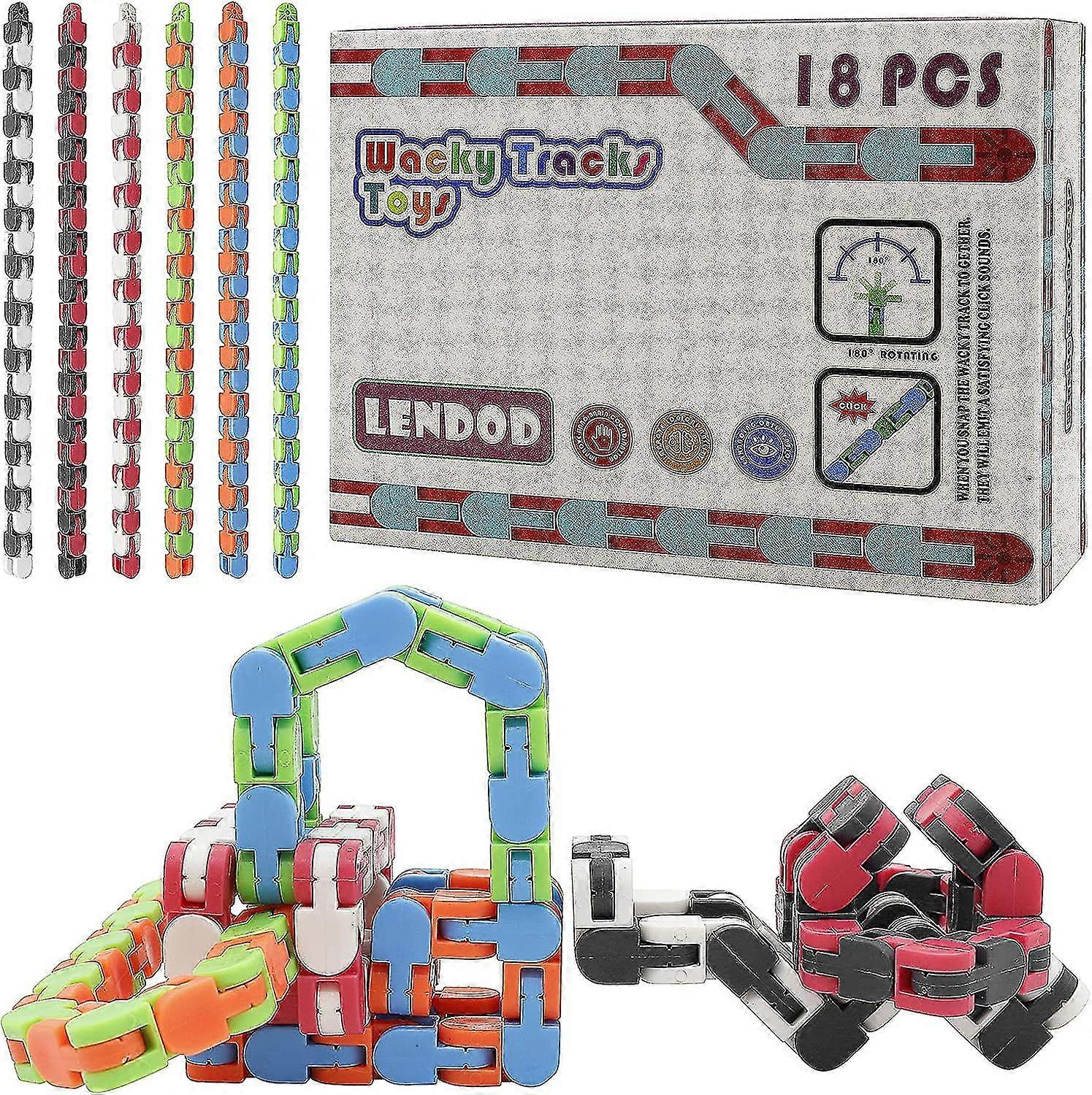 18 Pack Wacky Tracks Snap And Click Fidget Toys Finger Sensory Toys, 24 Links Snake Puzzles For ...