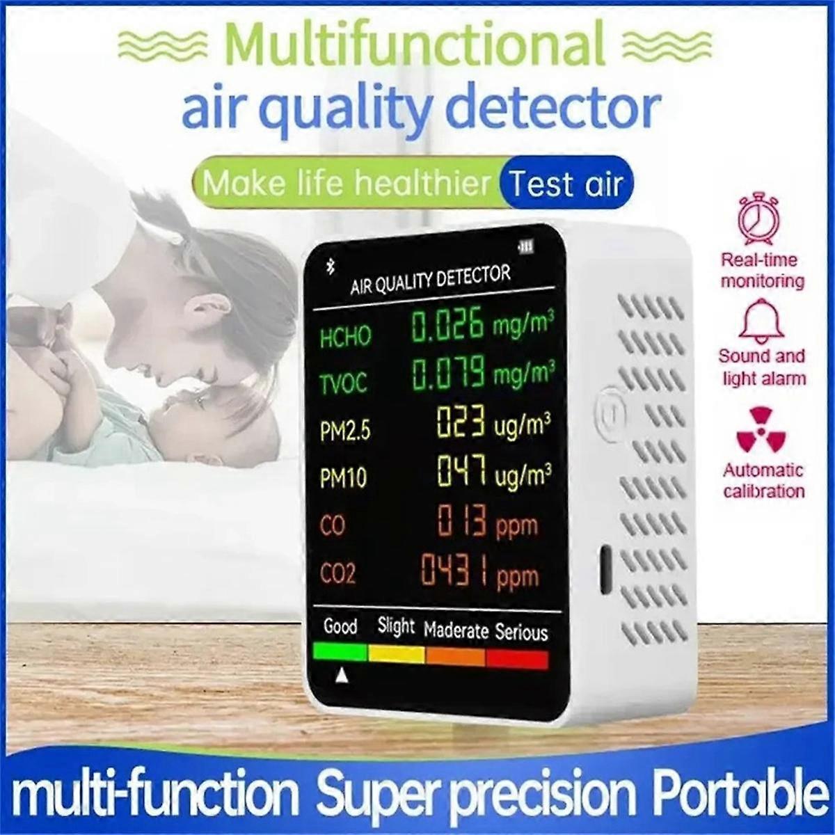 6 in 1 Multifunctional Air Quality Tester LCD Display Home Indoor ...