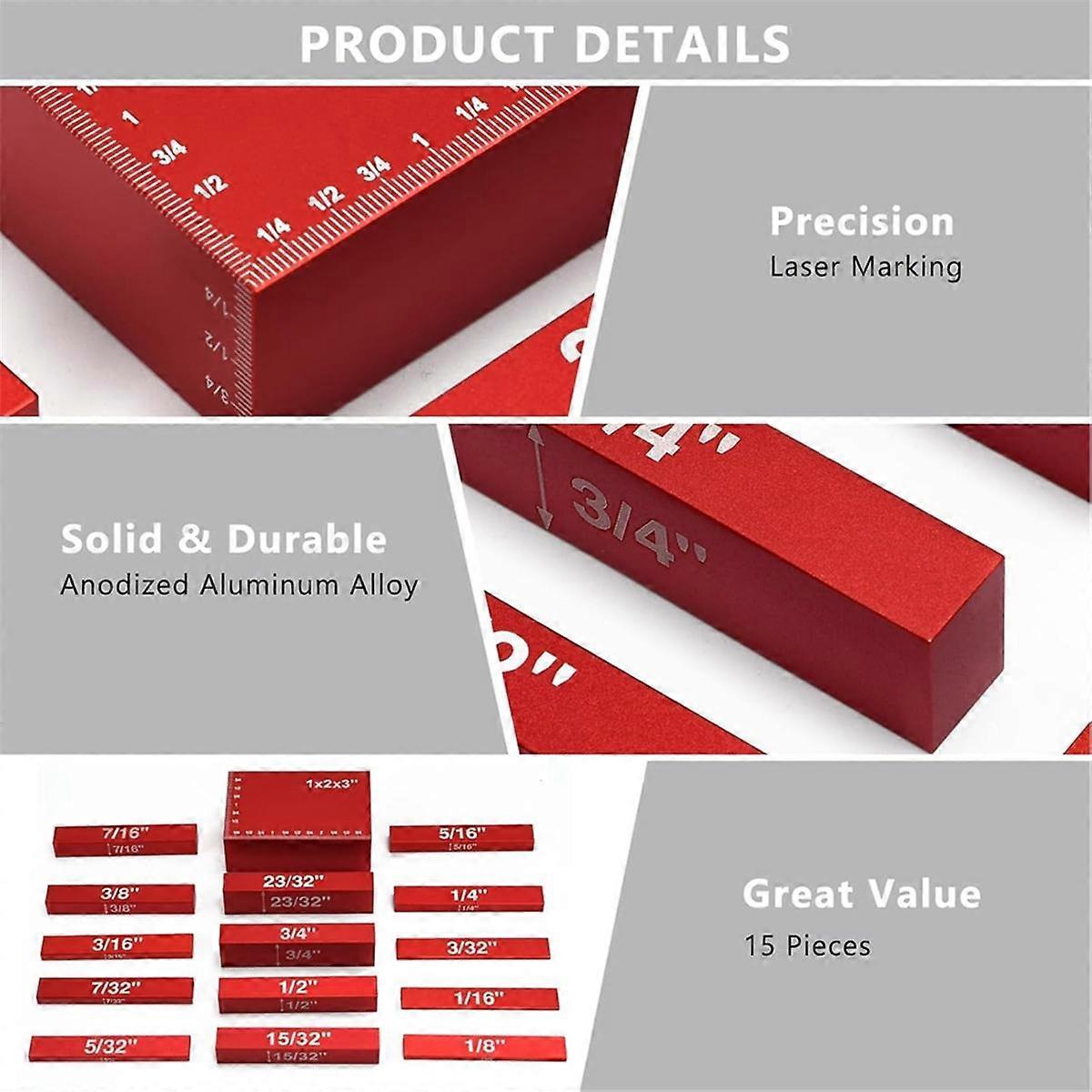 Setup Blocks Woodworking Height Gauge Set 15 Pcs of Set Up Bars, Router ...