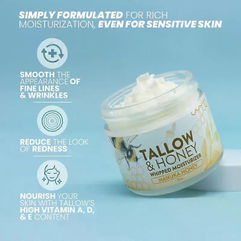 Honey Beef Tallow Balm - Skin Cream With Tallow, Grass Fed, Deep Nourishing, Moisturizing And ...