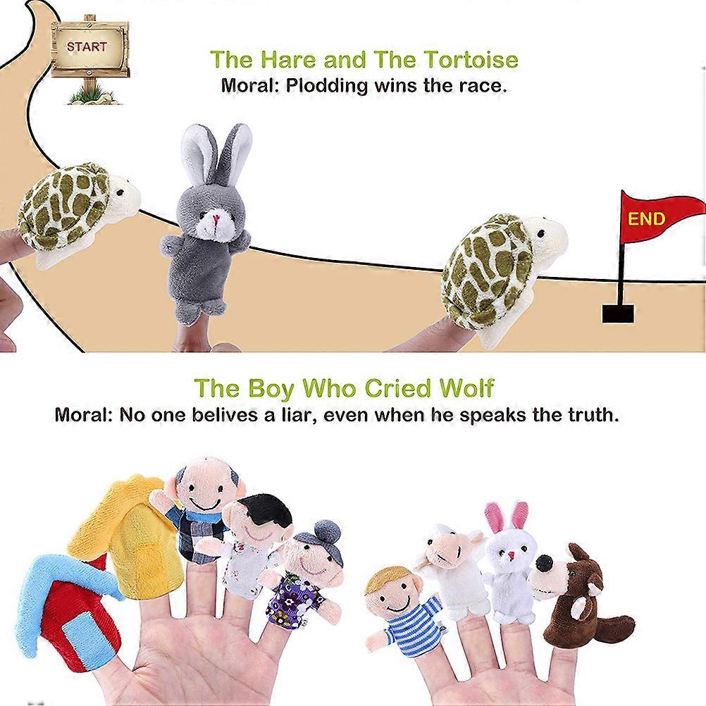 24pcs/set Animal Finger Puppets Kids Cartoon Plush Educational Hand ...