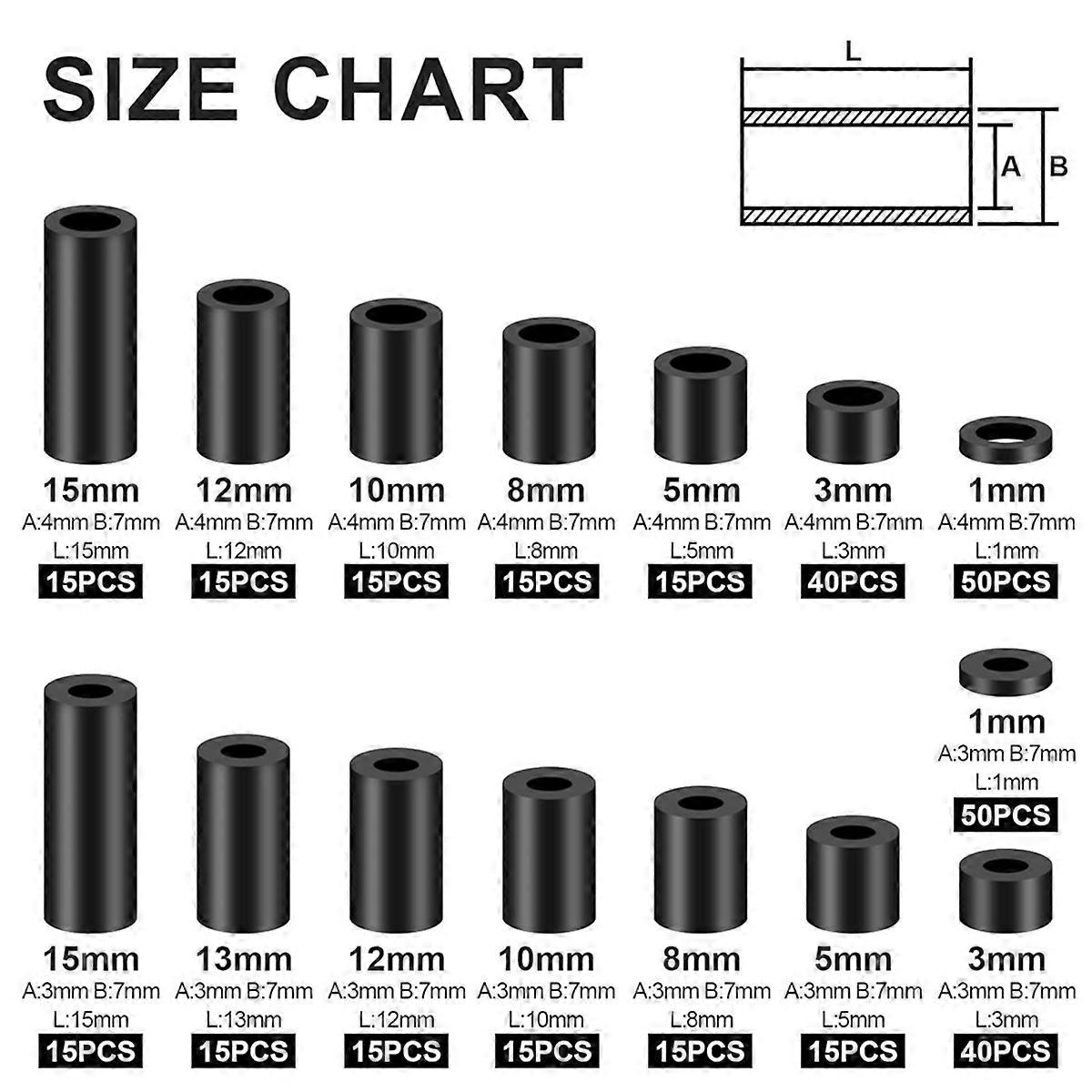 Nylon Spacers, Plastic Spacers Washers Assortment Kit, 345 Pcs ...