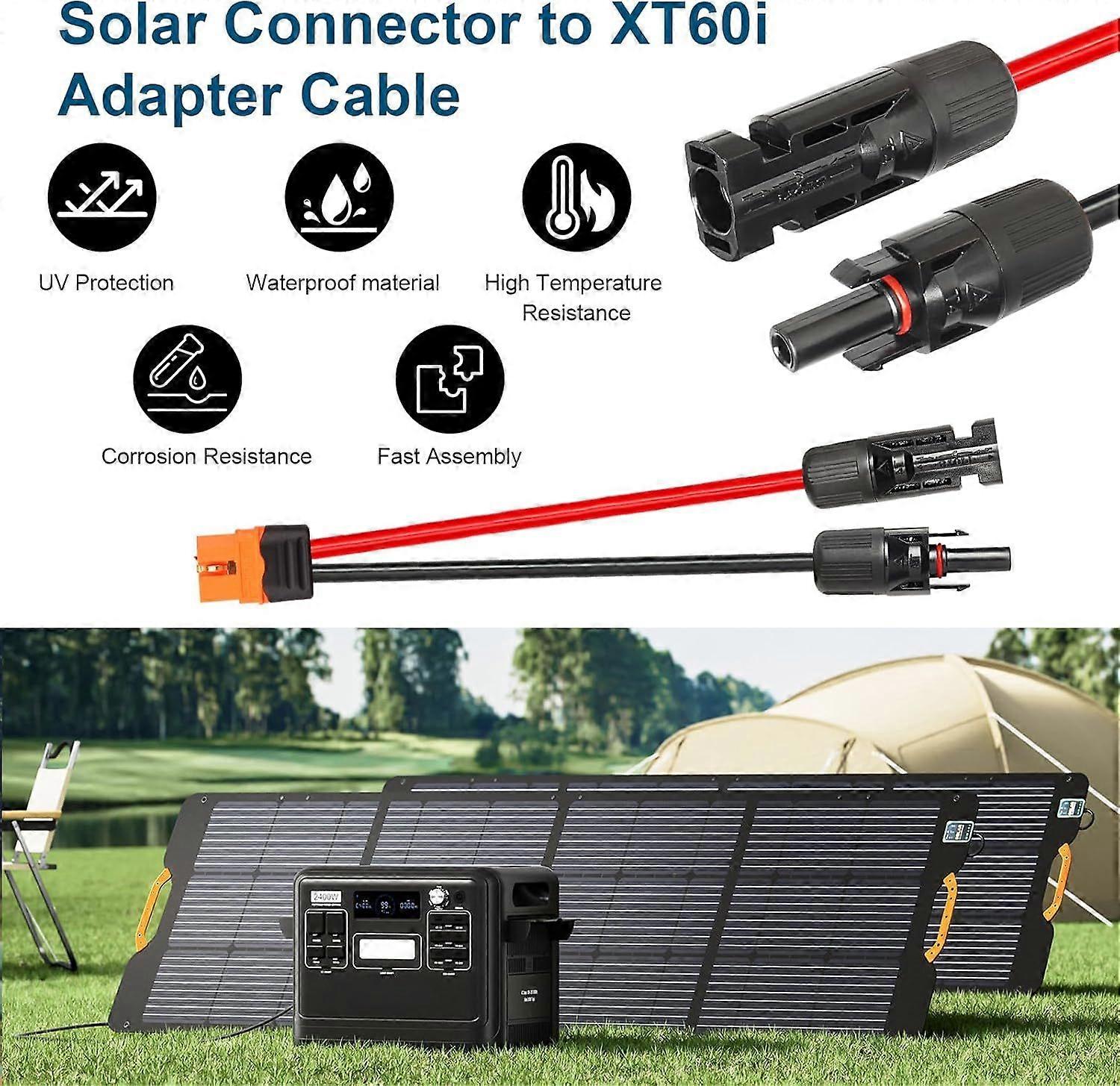 Solar to XT60i Cable 12AWG 20FT Solar Panel to XT60i Adapter Connector ...