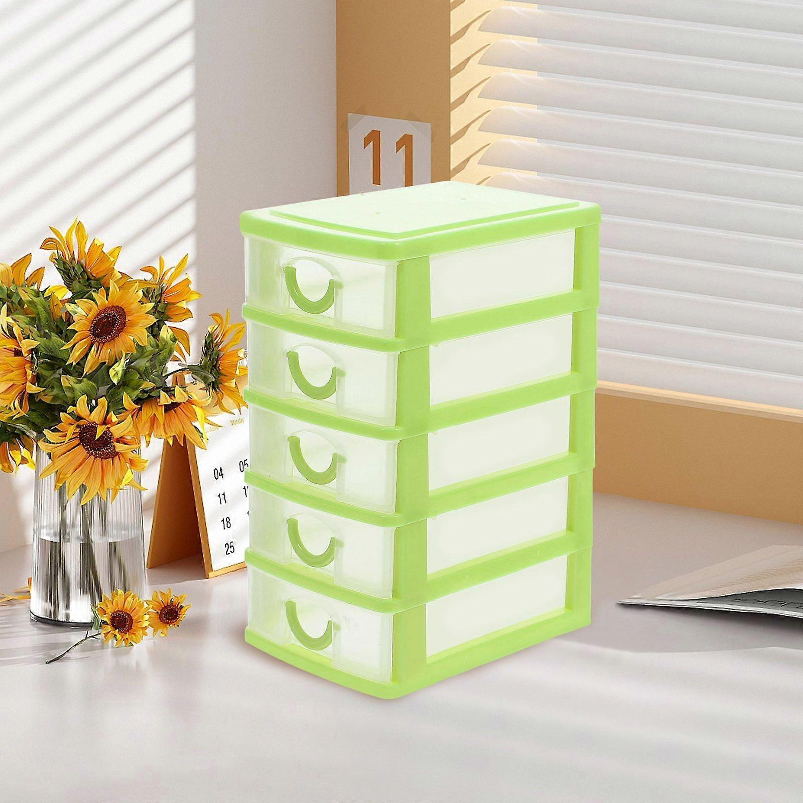 Desktop Storage Organizer 5 Layers Clear Desk Organizer With Drawers ...