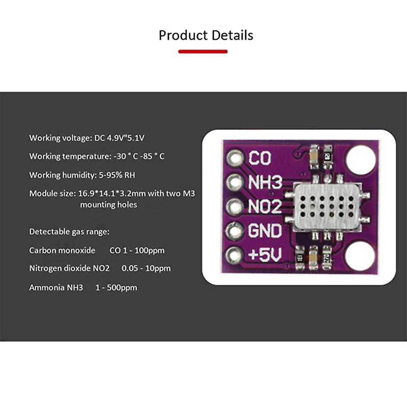 Mics-6814 Gas Sensor Carbon Monoxide Co No2 Nh3 Nitrogen Oxygen Quality ...