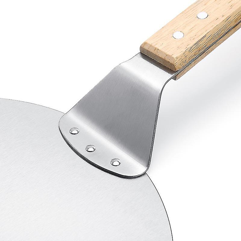 stainless Steel Round Pizza Shovel With Wooden Handle, Cake Lifter For ...