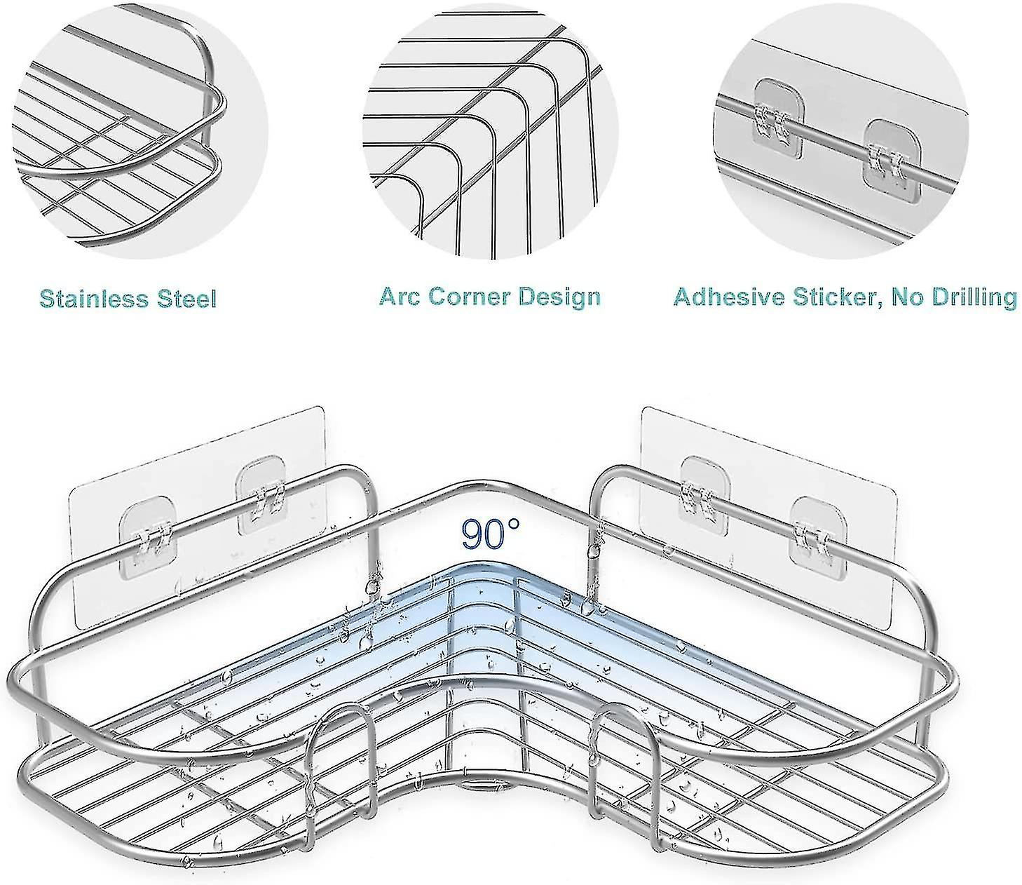 Shower Corner Shelves No Drilling, Stainless Steel Bathroom Storage ...