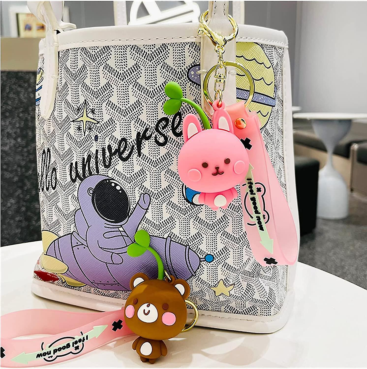 Cute Boy Girl Animal Keychains Sprouting On Head Cartoon Animal Bag ...