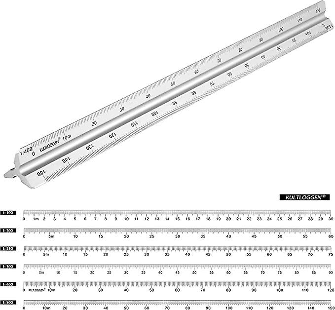 Rules Aluminum triangular scale triangular scale of 1: 100, 1: 200, 1: ...