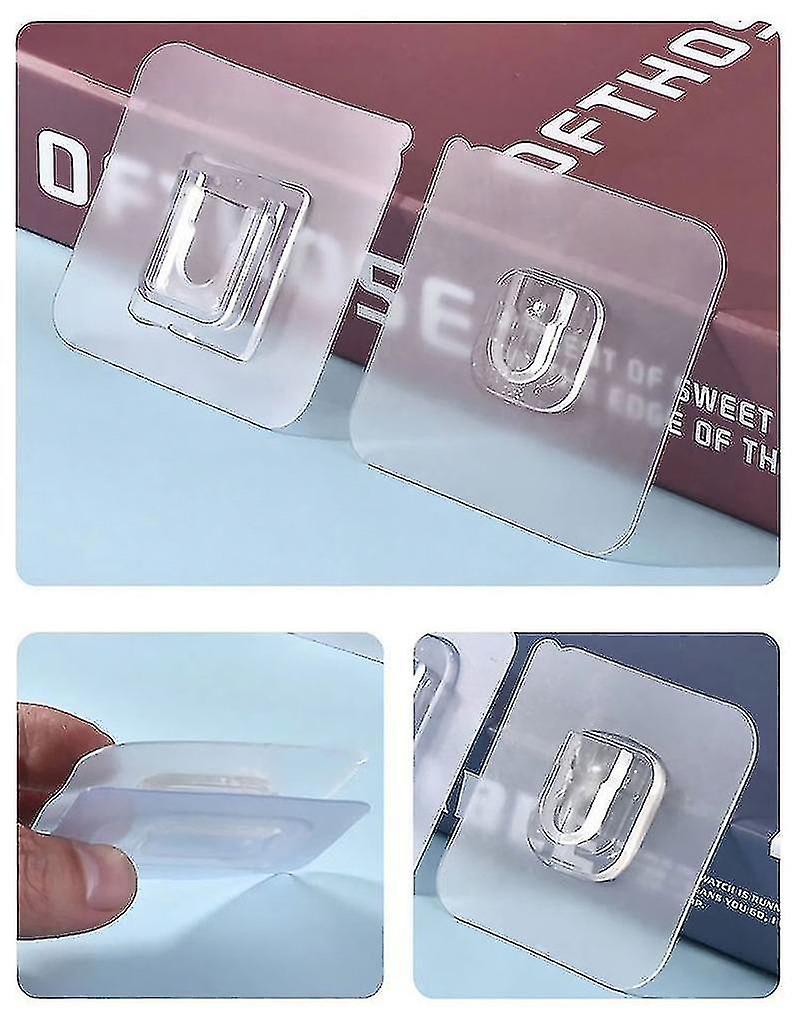 12 Sets Of Double Sticky Wall Hook Hanging Type Strong Transparent ...