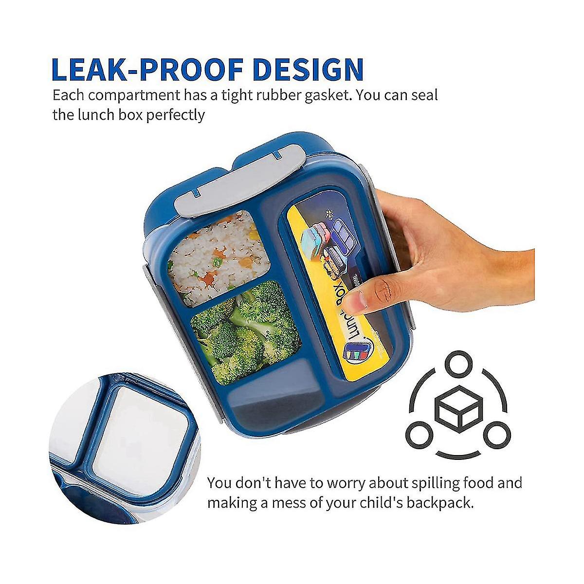 Bento Box Lunch Box Kids, 1300ml 4 Compartment Lunch Box Containers ...