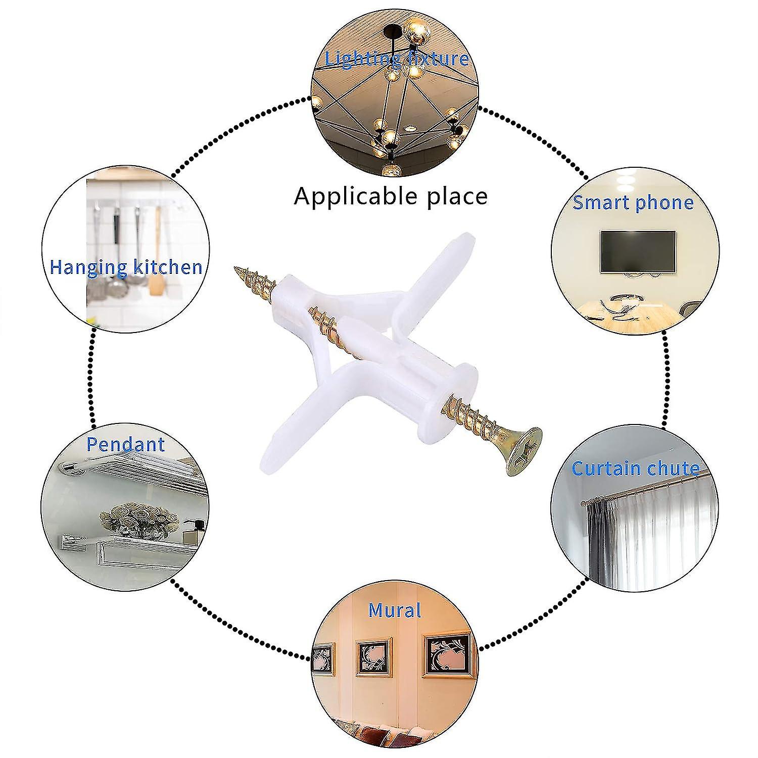 Set Of 100 Plasterboard Wall Plugs And Screws (50 Wall Fixing Expansion ...