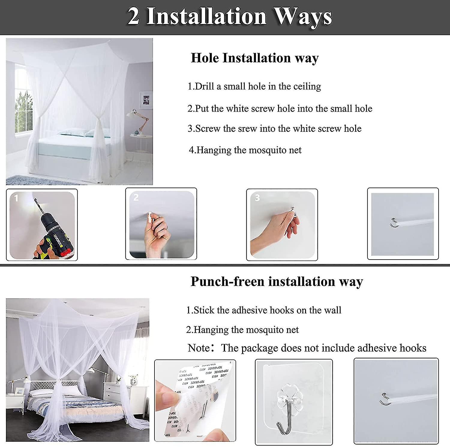 Net For Double Bed Szhtfx White 4 Corner Post Bed Hanging Canopy For ...