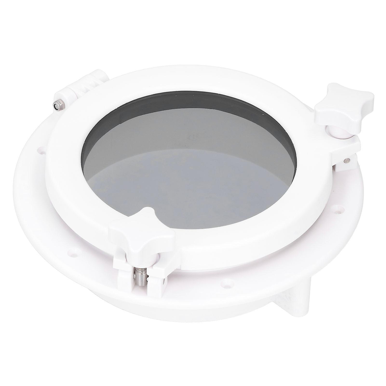 Universal White 8in Round Opening Portlight Porthole Tempered Glass ...