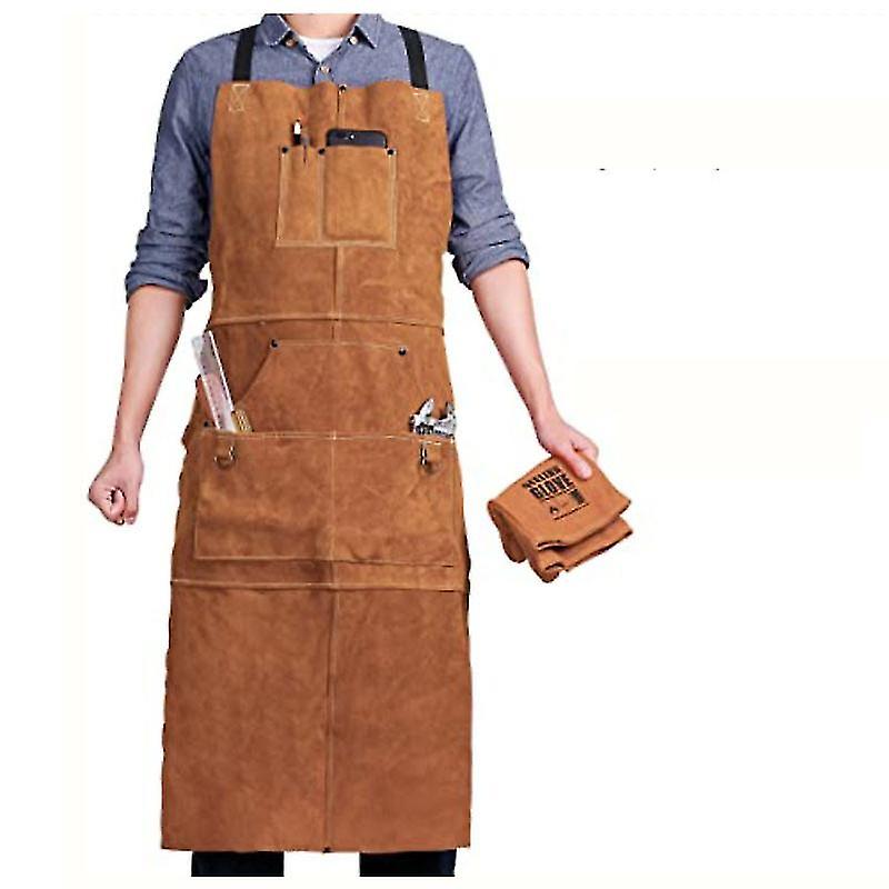 Welder Apron with Flame Retardant Heat Proof Leather Work Apron, Men's ...