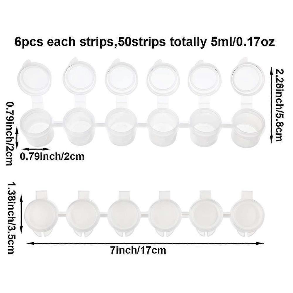 50 Strips Empty Paint Pots 5 Ml Paint Pots Strips Storage Containers ...