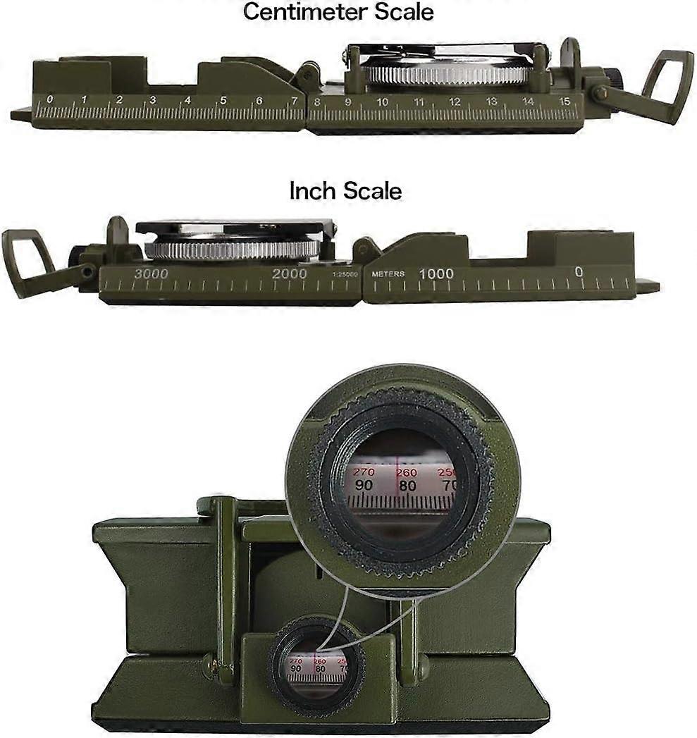 Professional Military Compass, IP65 Waterproof Metal Fluorescent Aiming ...